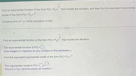 Solved Find An Exponential Function Of The Form P T P T Chegg