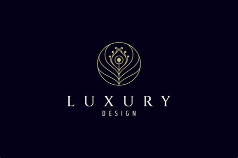 Premium Vector Peacock Feather Logo With Gold Line Art Style Vector