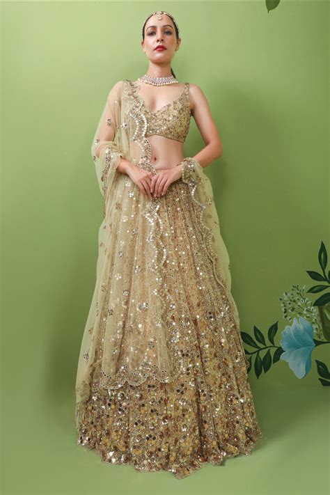 Glittery Gold Lehenga Set Prevasu