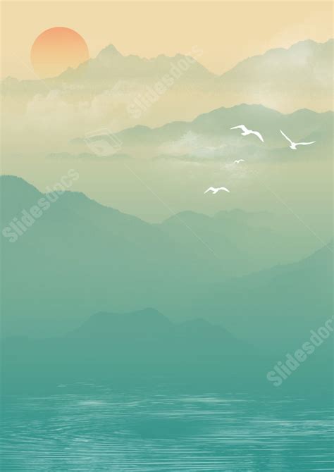 Simplistic Beauty Of A Gradient Landscape In Ink And Wash Page Border