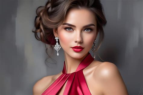 Premium Photo Photo A Pinkeyed Beauty In Red Dress Beauty Girl