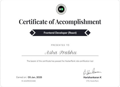 Asha V Prabhu On Linkedin Reactjs Frontenddevelopment Hackerrankcertification