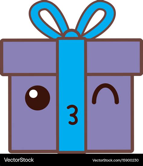 Kawaii Gift Box Wrapped Ribbon Bow Decoration Vector Image