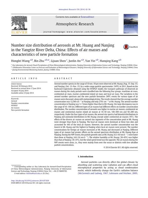 2014 Number Size Distribution Pdf Aerosol Particulates