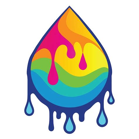 Uma Gota Multicolor Derretendo Isolada Em Um Fundo Branco Vetor Premium