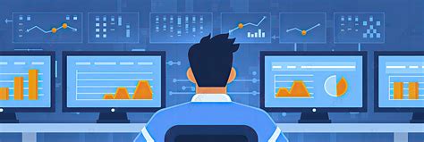 A Data Analyst Sitting At His Desk With Multiple Monitors Displaying