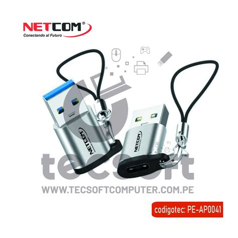 Adaptador Otg Usb 30 Macho A Usb 31 Tipo C Hembra Netcom
