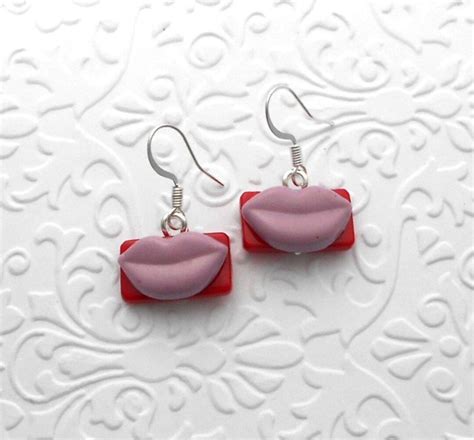Fused Glass Lips Big Lips Valentine Earrings Fused Glass Earrings
