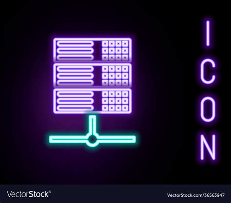Glowing Neon Line Server Data Web Hosting Icon Vector Image