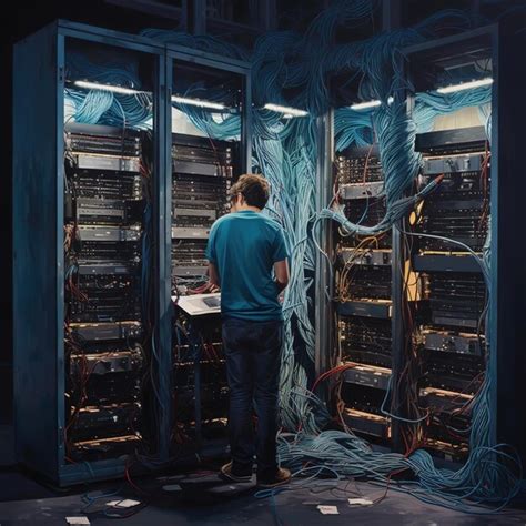 Premium Ai Image A Man Is Standing In Front Of A Computer With The