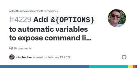 Add `and Options ` To Automatic Variables To Expose Command Line Options · Issue 4229