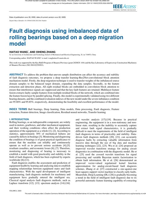 Pdf Fault Diagnosis Using Imbalanced Data Of Rolling Bearings Based