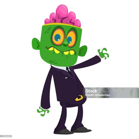 Kartun Zombie Dalam Setelan Bisnis Ilustrasi Vektor Halloween Ilustrasi