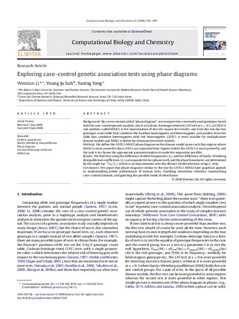 Pdf Exploring Casecontrol Genetic Association Tests Using Phase Diagrams