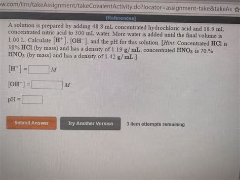 oneclass a solution is prepared by adding 50 0 ml concentrated