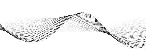 Dotted Wave Line Background Black Halftone Undulate Pattern Stock