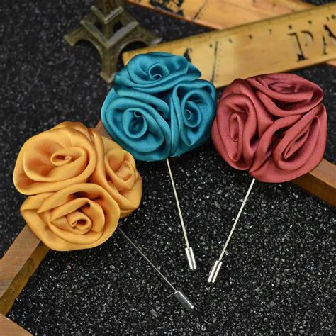 Aliexpress Buy Mdiger Flower Brooch For Men Suit Rose Lapel Pin Of Handmade Fabric