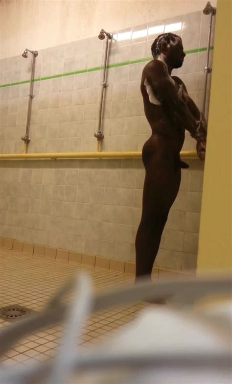 Naked Black Guy Caught Naked In Open Showers