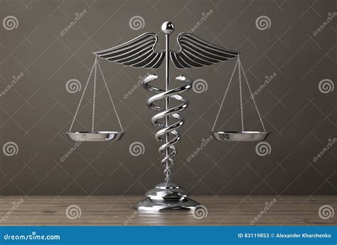 Zilveren Medisch Caduceus Symbool Als Schalen Het 3d Teruggeven Stock