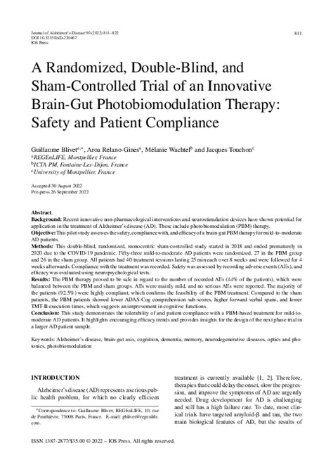 Pdf A Randomized Double Blind And Sham Controlled Trial Of An Innovative Brain Gut