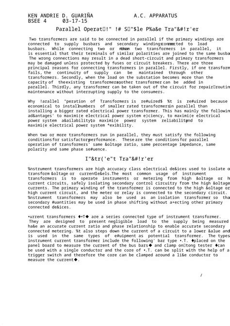 Docx Parallel Operation Of Single Phase Transformer Dokumentips