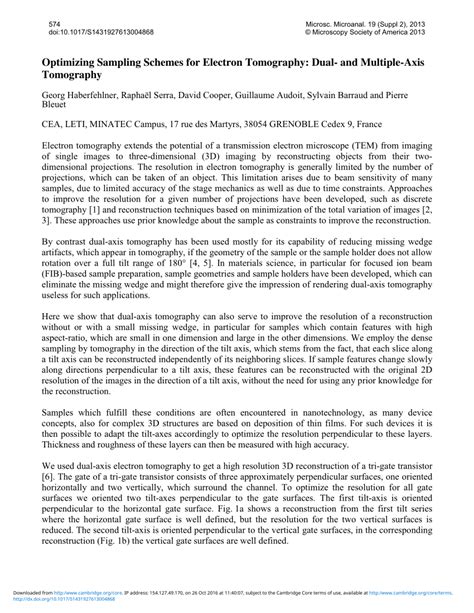PDF Optimizing Sampling Schemes For Electron Tomography Dual And Multiple Axis Tomography