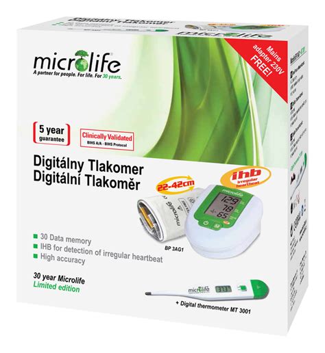 MICROLIFE TLAKOMER DIGITÁLNY BP 3AG1 automatický s adaptérom na rameno 1 ks digitálny teplomer