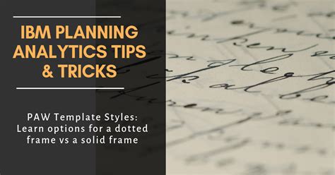 Ibm Planning Analytics Tips And Tricks Paw Template Styles