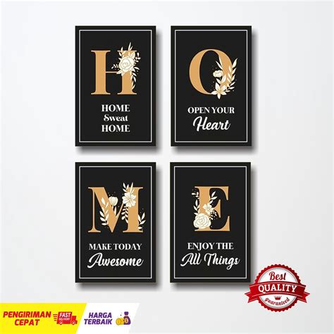 Jual Wall Decor Hiasan Dinding Set Dapat 4 Poster Dinding Kayu Dekorasi Dinding Aesthetic