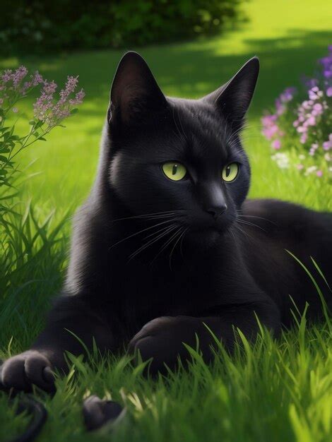 Premium Ai Image A Black Cat Creative Background Generative Ai
