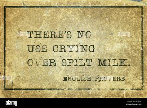 Theres No Use Crying Over Spilt Milk Ancient English Proverb Printed