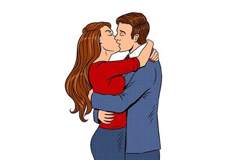 Kissing Couple Pop Art Vector Illustration