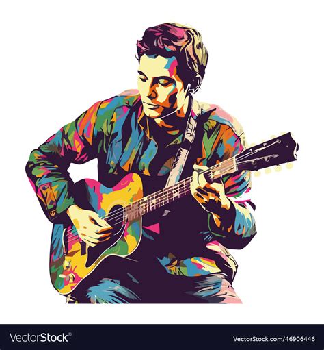 Person Playing Guitar Plucking Strings Skillfully Vector Image