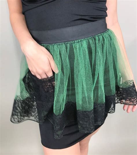 Green And Black Lace Sheer Sexy Apron With Pocket Gem
