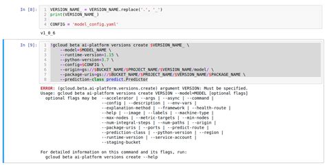 Python Error Gcloudbetaai Platformversionscreate Argument