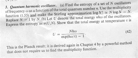 Solved Quantum Harmonic Oscillator A Find The Entropy Of Chegg