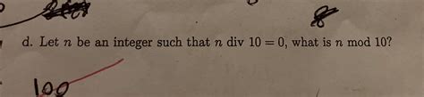 Solved D Let N Be An Integer Such That Ndiv What Is Chegg Com
