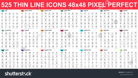 Simple Set Vector Thin Line Icons Stock Vector Royalty Free