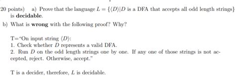 Solved 20 Points A Prove That The Language L Dd Is A