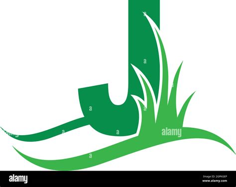 Letter J Behind A Green Grass Icon Logo Design Vector Stock Vector