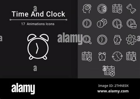 Animated Time White Line Icon Clock Dial Wait Animation Indicator