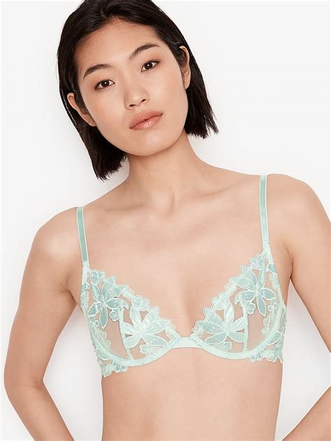 Buy Unlined Shine Floral Embroidered Demi Bra Order Undefined Online