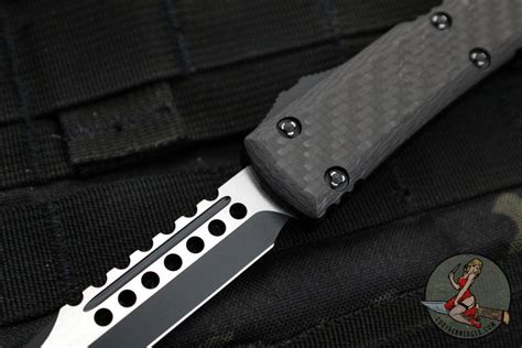 Microtech Ultratech Otf Knife Hellhound Edge Carbon Fiber Handle Top
