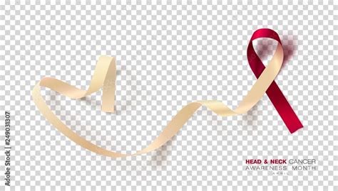 Head And Neck Cancer Awareness Month Burgundy And Ivory Color Ribbon