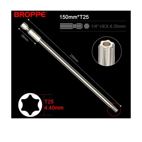 Біта T25 Torx Broppe L 150мм посилена 1 4 Hex