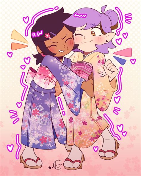Safebooru 2girls A Cartoon Dork Amity Blight Brown Hair Closed Eyes