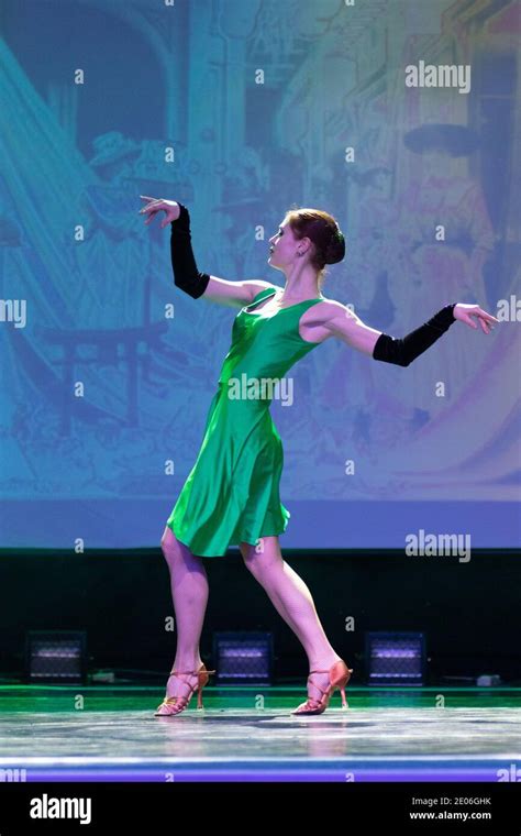 Dancer Actresses Young Woman Performs On Theatrical Scene In The