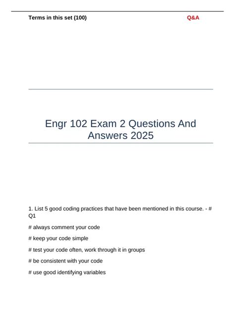 Engr 102 Exam 2 Questions And Answers 2025 Engr 102 Stuvia Us