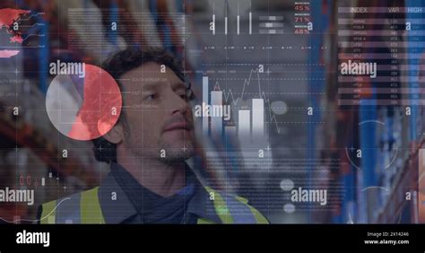 Image Of Statistical Data Processing Over Caucasian Male Worker