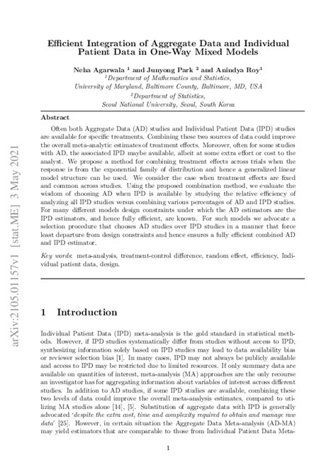 pdf efficient integration of aggregate data and individual patient